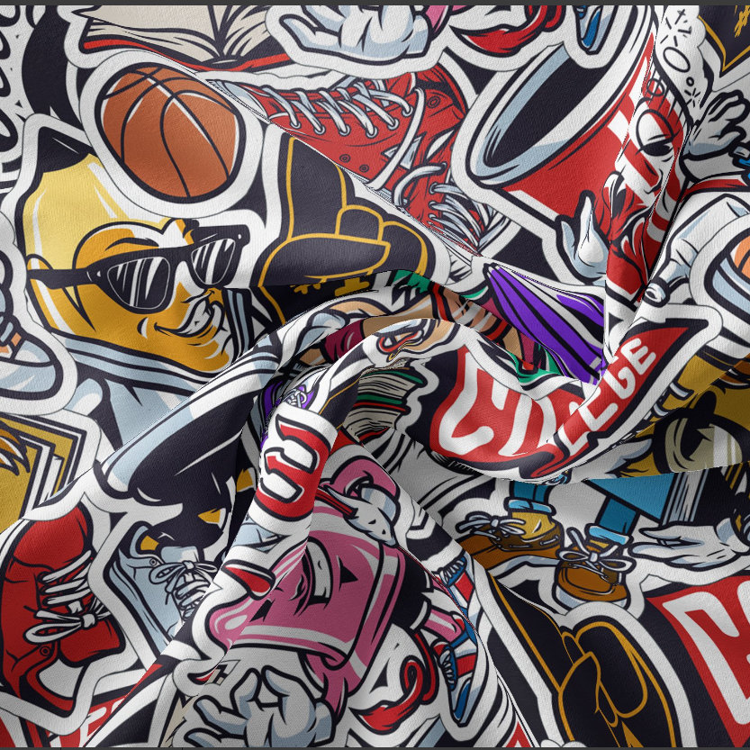 College Comic Print Polster Schüttware, Schule Pop Art Stoff, Retro ...