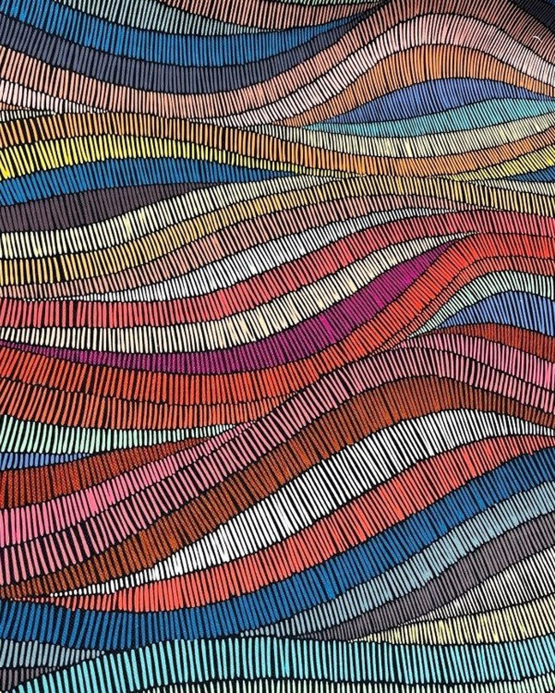 Colorful Waves Digital Printed Fabric by Yard, Geometric Wave Abstract ...