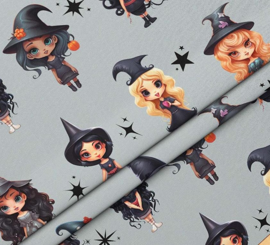 Cute Witches Halloween Costume Fabric by the Yard, Halloween Decor ...