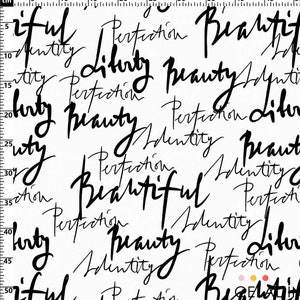 Motivational Black and White Words Digital Printed Fabric by the Yard ...