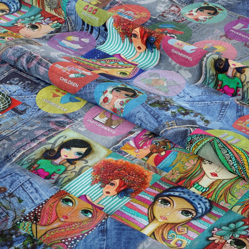 Girls Pop Art Fabric by the Yard, Retro Decor - Etsy