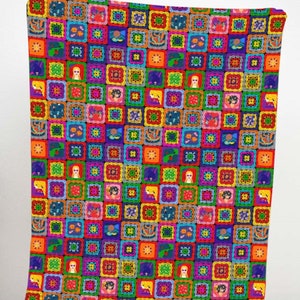 Crochet Effect Printed Upholstery Fabric by the Yard,colorful Patchwork ...