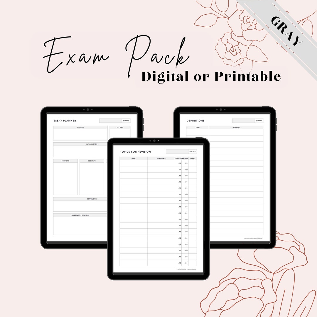 Student Exam Pack Planner Digital Exam Planner College Exam - Etsy