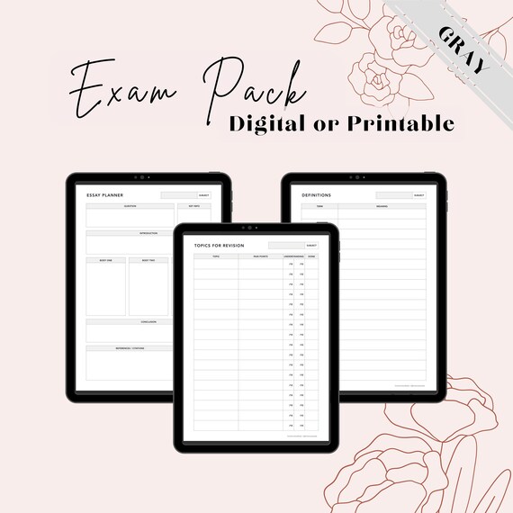 Student Exam Pack Planner Digital Exam Planner College Exam - Etsy