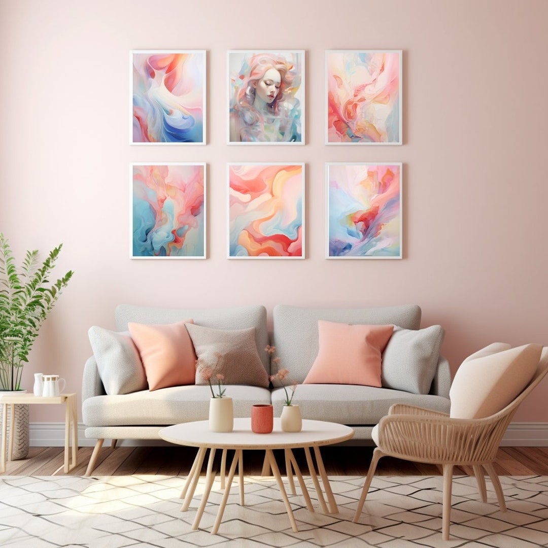 Poster Abstract Pastel Colors Woman Set of 6 - Etsy