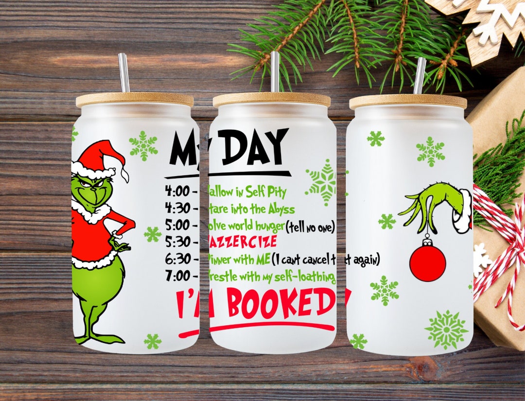 Grinch Day Checklist PNG Grinch Design Christmas Cup Wrap Sublimation ...
