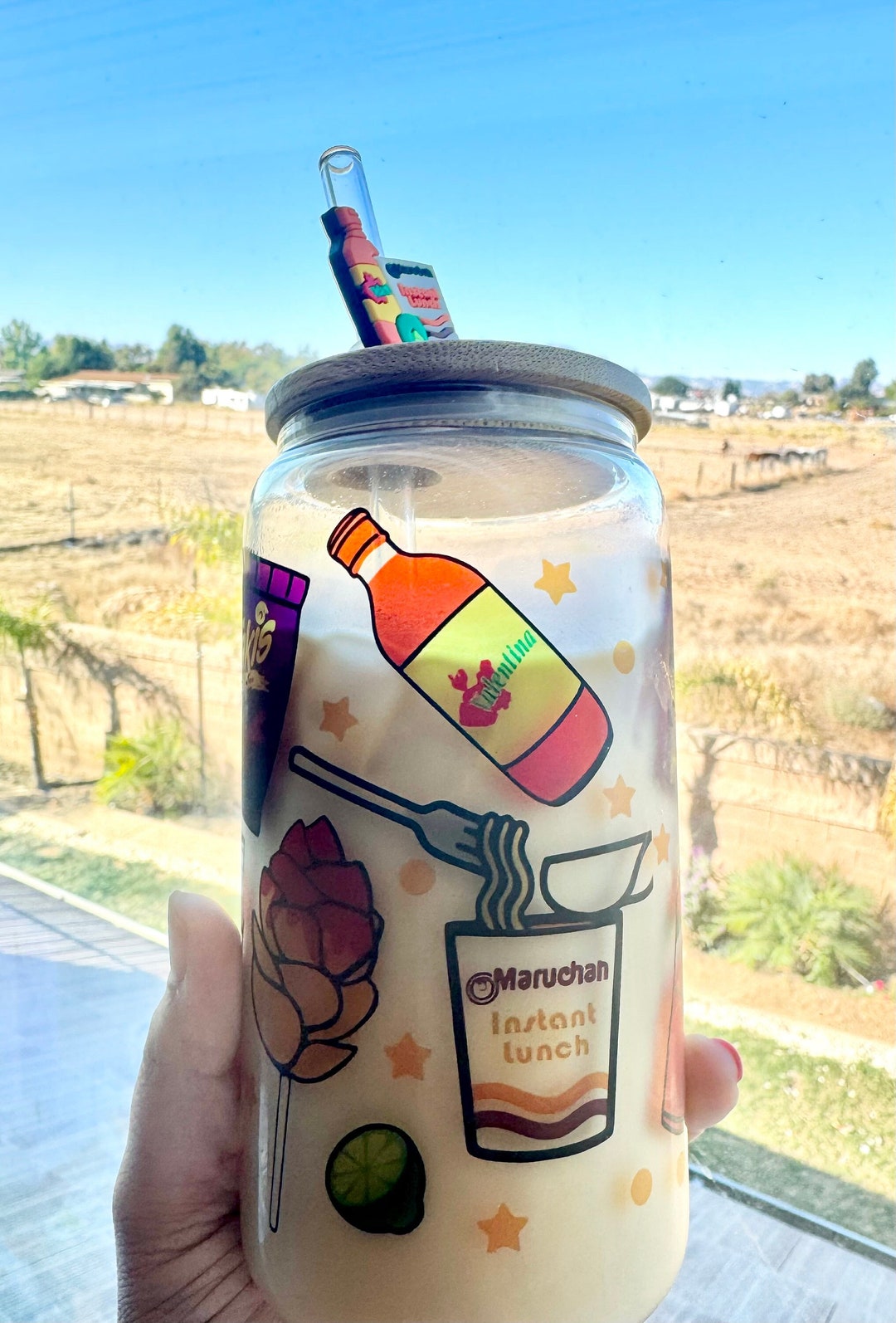 Maruchan Mexican Treats 16oz Libbey Glass Can Hispanic Cup Gift Takis ...