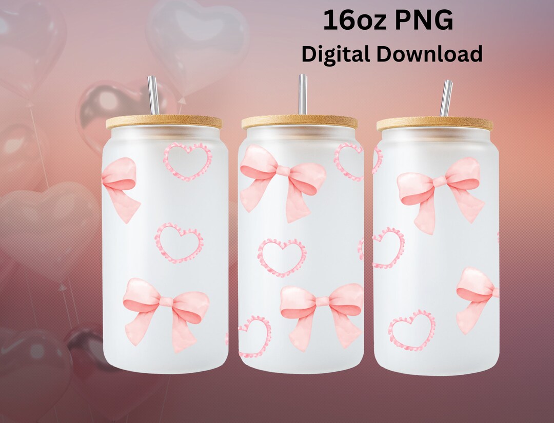 Coquette Pink Bow Hearts PNG Wrap Valentines Day Cute Bow Heart ...