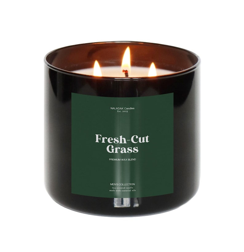 Fresh-cut Grass | 3-wick Scented Candle | Men's Collection | Premium ...