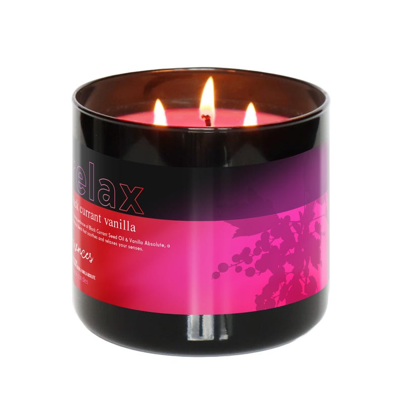 Relax - Black Currant Vanilla | 3-wick Candle | Wax Melts | Mini Candle ...