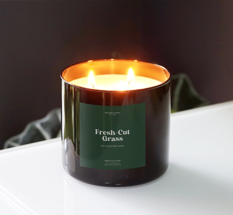 Fresh-cut Grass | 3-wick Scented Candle | Men's Collection | Premium ...