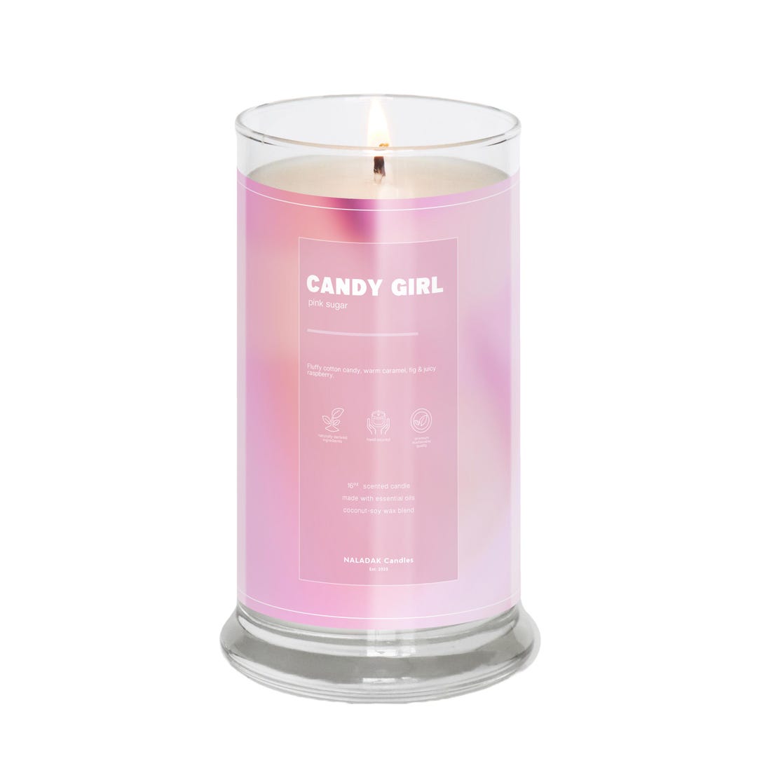 Candy Girl - Pink Sugar Scented Candle | Cotton Candy Caramel Single ...