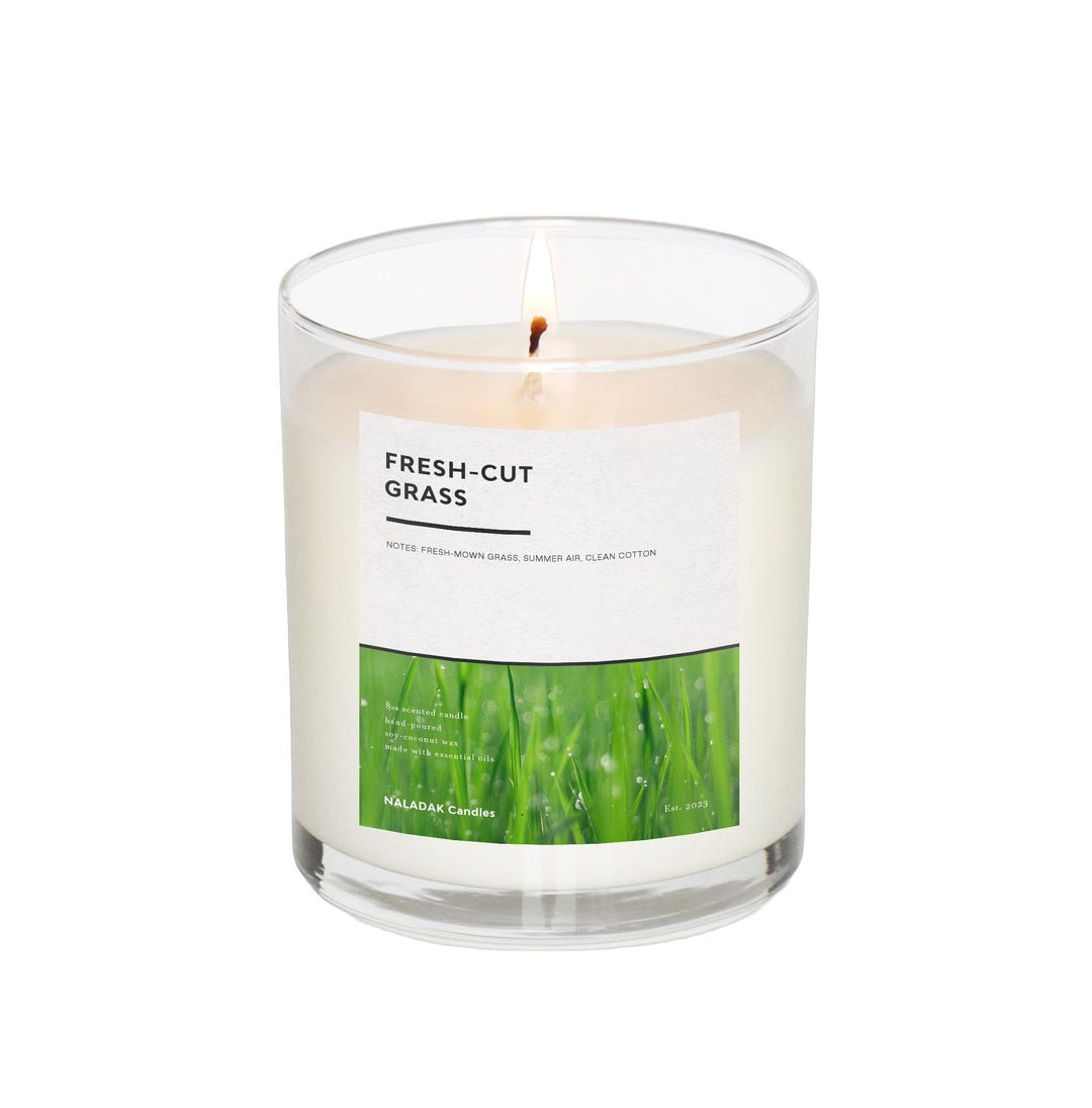 Fresh-cut Grass Candle, Fresh Lawn & Rain Scented Candle, 6oz Single ...