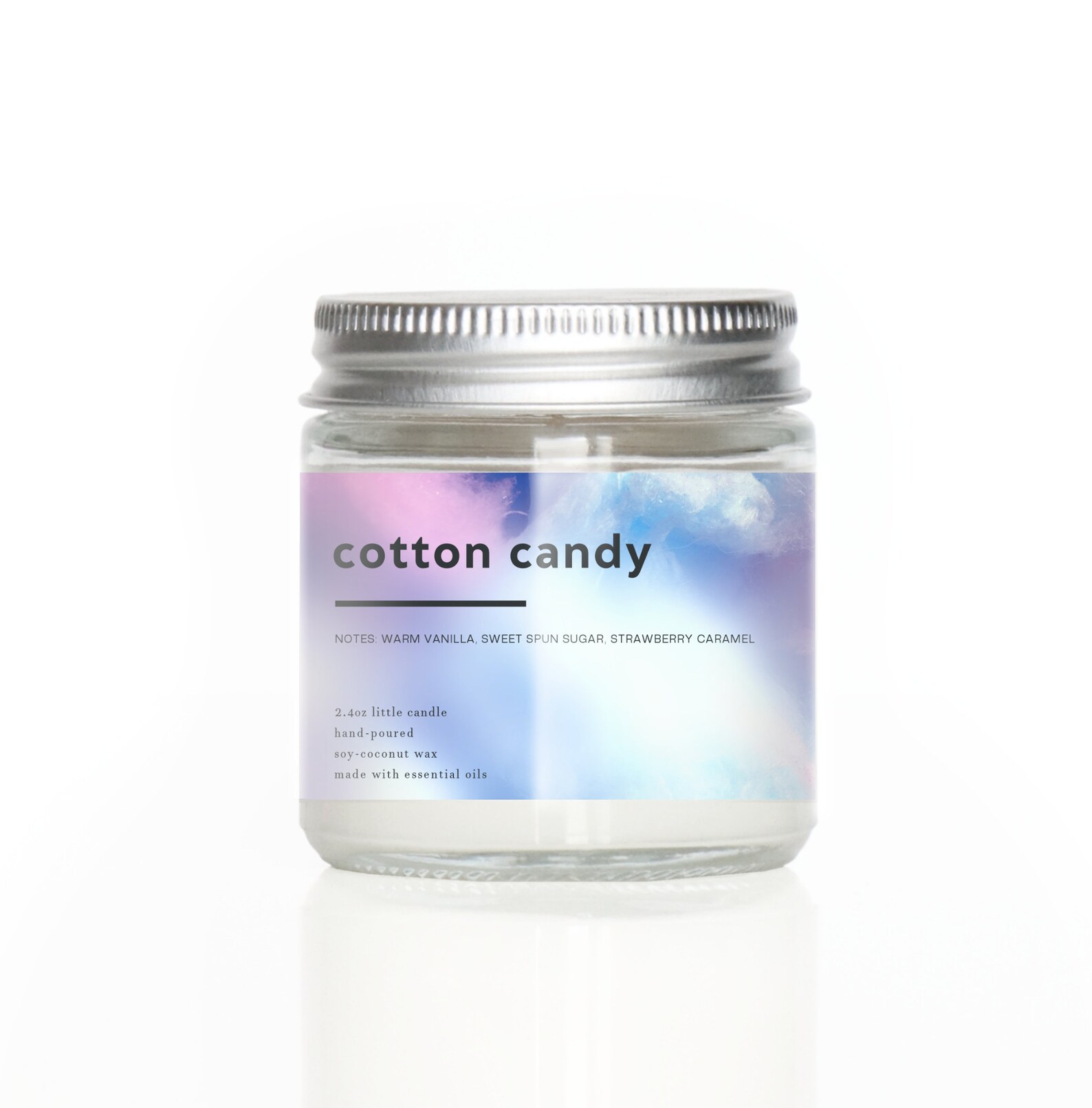 Cotton Candy 2.4oz Little Candle Sweet Spun Sugar Fair Mini Small Gift ...