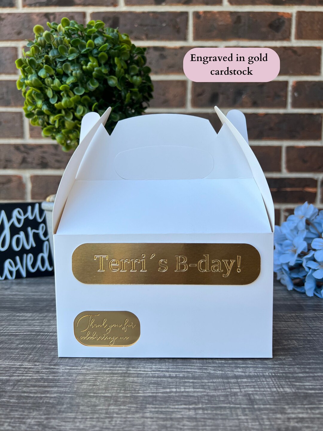 Happy Birthday Gift Box, Gable Box for Favor, Snack Packaging, Engraved ...