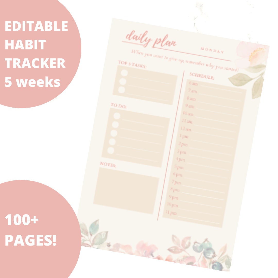 Daily Habit Tracker and to Do List / Daily + Weekly + Monthly ...