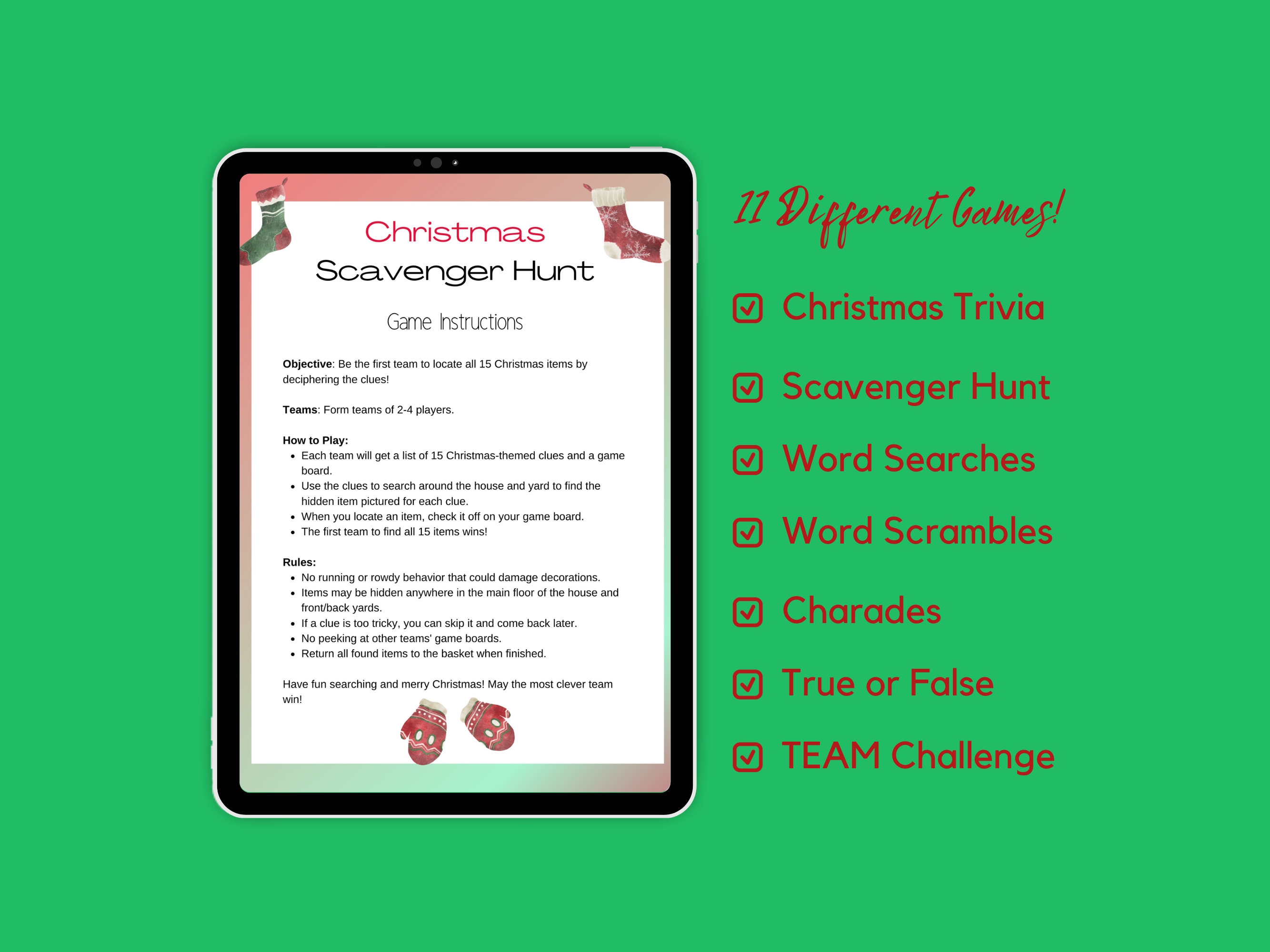 Christmas Holiday Game Bundle 11 Different Instant PDF Downloads, Games ...