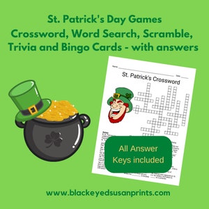 St. Patrick's Day Fun & Games - Crossword Puzzle, Word Search, Word ...