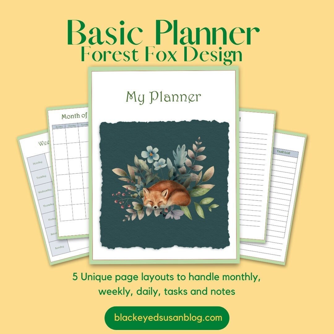 Undated Basic Planner (fox) - Features Daily, Weekly, Monthly, To-do ...