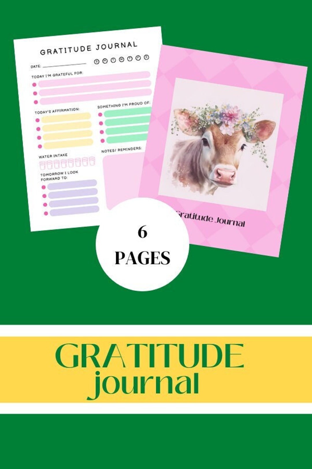 Gratitude Journal & Planner 6 Page Instant PDF Download - Etsy
