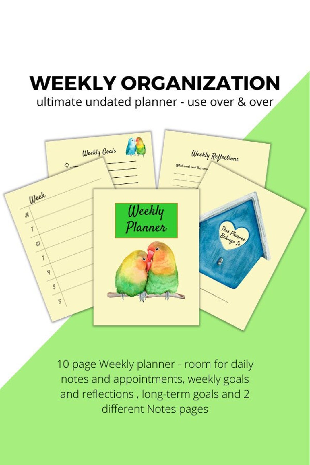 Weekly Planner Undated Parrot Design - Etsy