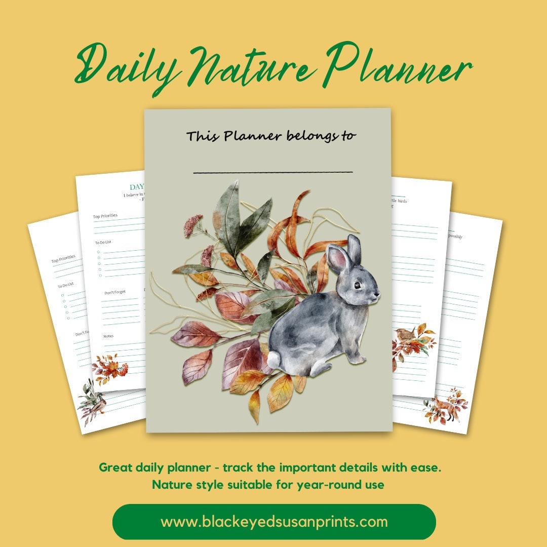 Daily Planner Printable Nature Themed, to Do List, Priorities ...