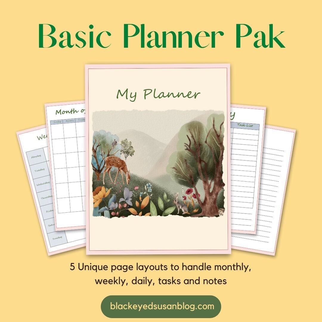Undated Basic Planner deer Features Daily, Weekly, Monthly, To-do, and ...