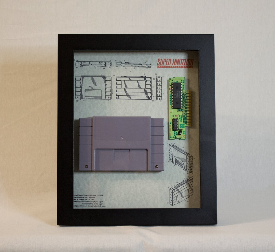 Super Nintendo Game Shadowbox | Nintendo Wall Art | Game Patent | Gift ...