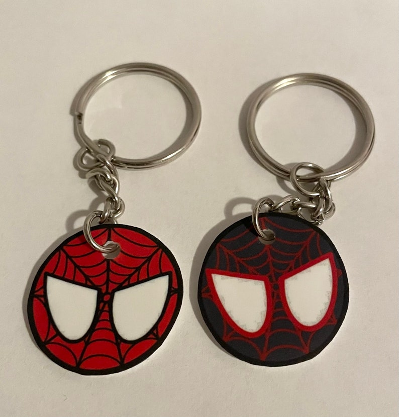 Spiderman Inspired Keychains // Handmade Matching Plastic Keychains - Etsy