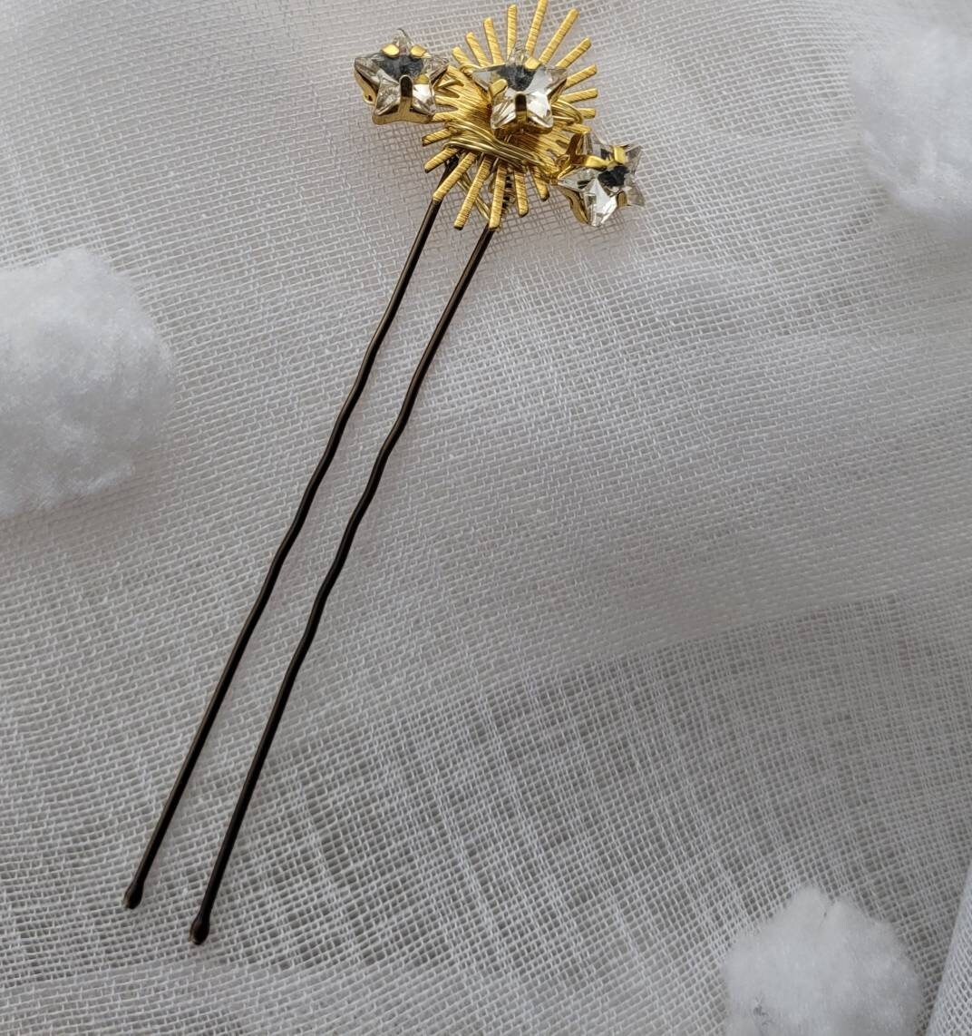 Celestial Hair Pins, Stars and Sunburst, Wedding Day, Bride, Wedding ...