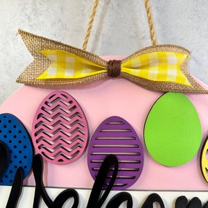 Easter Welcome Sign, Spring Door Sign, Easter Egg Welcome Sign, - Etsy
