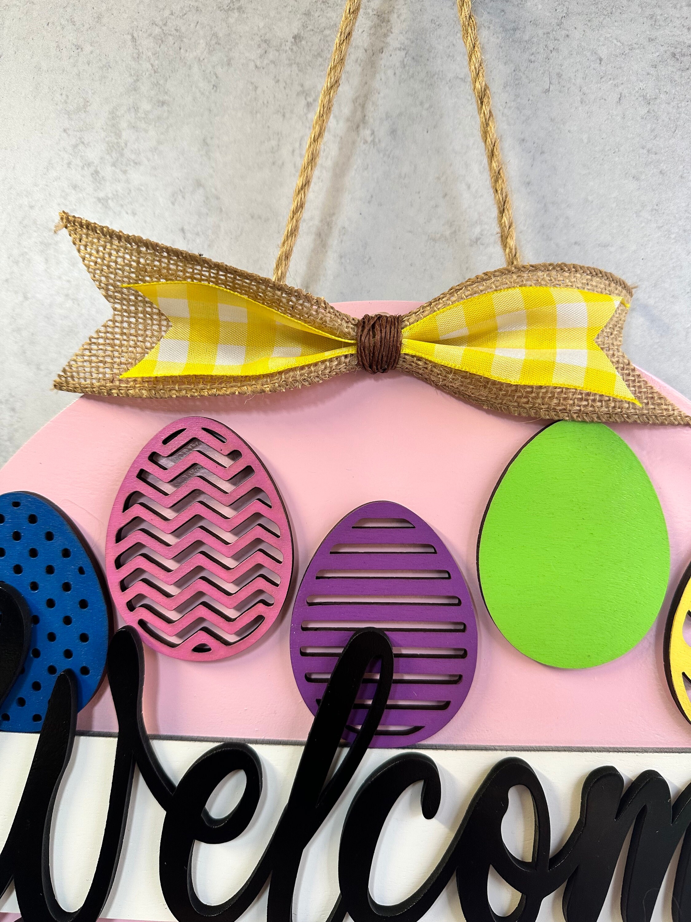 Easter Welcome Sign, Spring Door Sign, Easter Egg Welcome Sign, - Etsy
