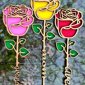 Custom Mother's Day Rose, Wood Rose, Mom Rose, Everlasting Rose, Gift ...
