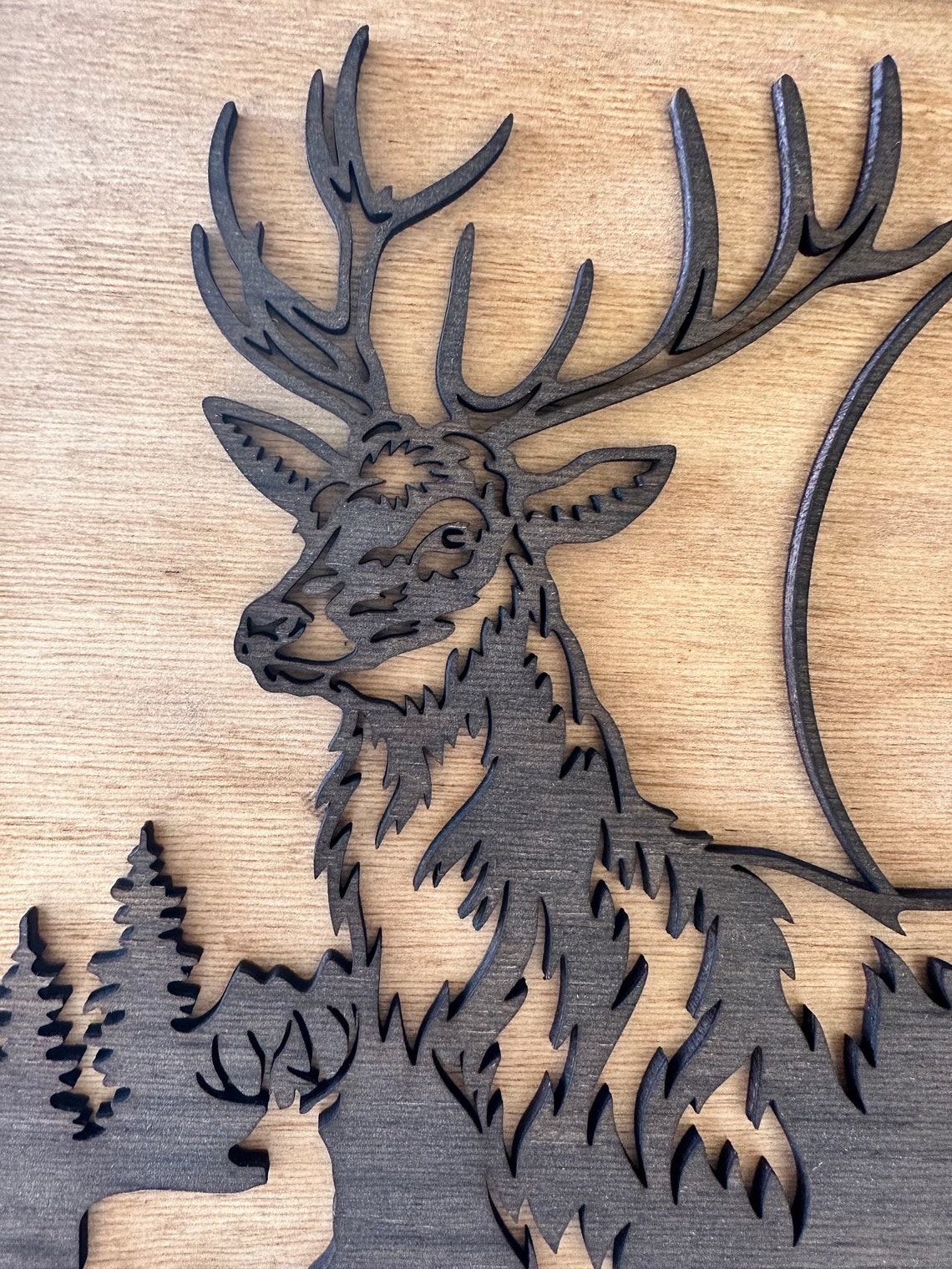 Rustic Deers in the Woods, Cabin Decor, Deer Decor, Wooden Deer Wall ...