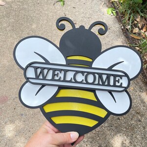 Bee Welcome Sign, Bee Home Decor, Bee Door Sign, Door Hang, Bumble Bee ...