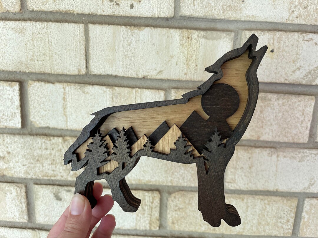 Wolf Layered Wood Decoration - Etsy