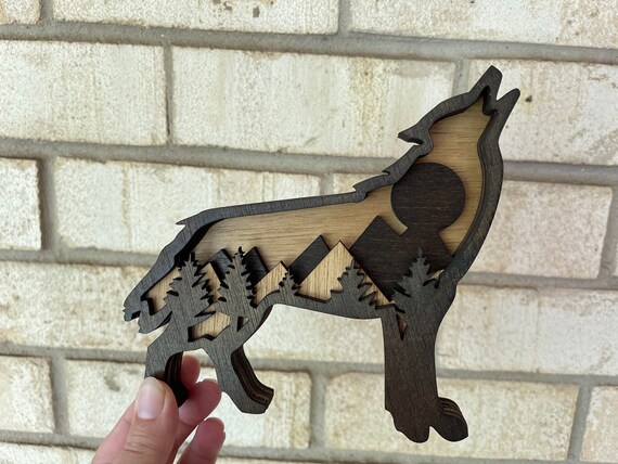 Wolf Layered Wood Decoration - Etsy