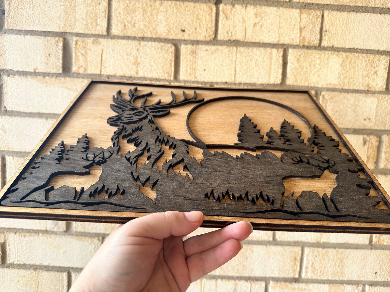 Rustic Deers in the Woods, Cabin Decor, Deer Decor, Wooden Deer Wall ...