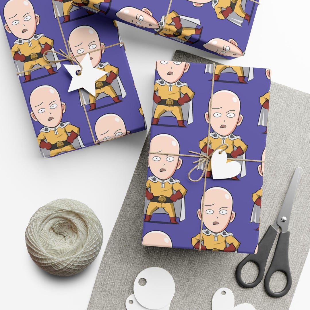 One Punch Man Wrapping Paper, Holiday Gift Wrap, One Punch Man Gift ...