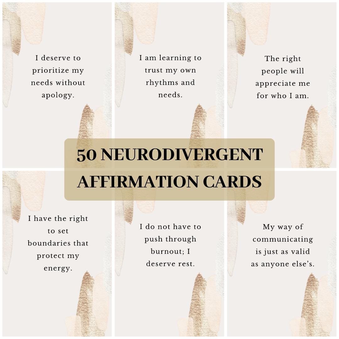 50 Neurodivergent Affirmation Cards ADHD Autism Neurodiversity Deck ...