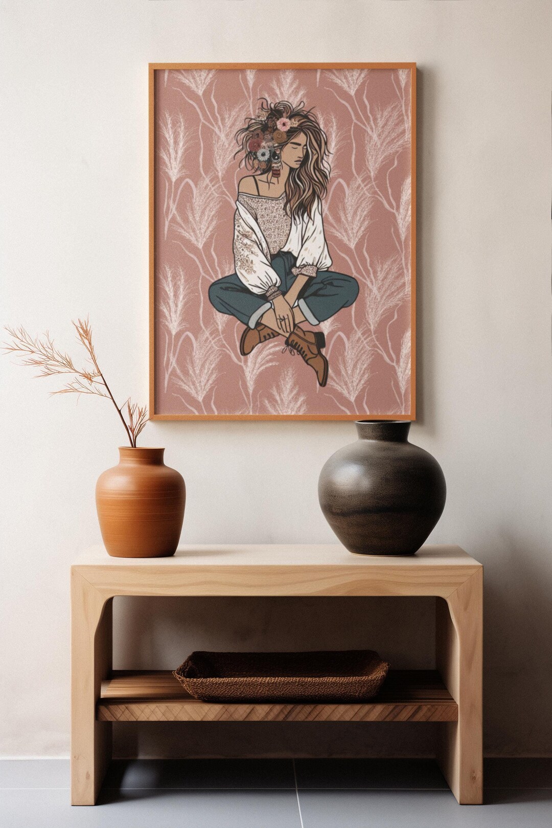 Boho Woman Wall Art Boho Style Art Print Bohemian Decor Bohemian Home ...