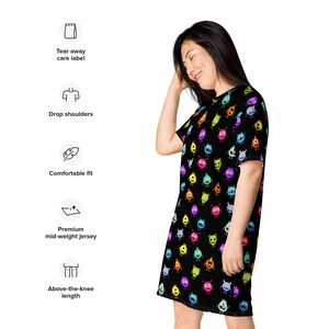Aliens Sci-fi T-shirt Dress, Outer Space UFO Shirt Dress, All Over ...