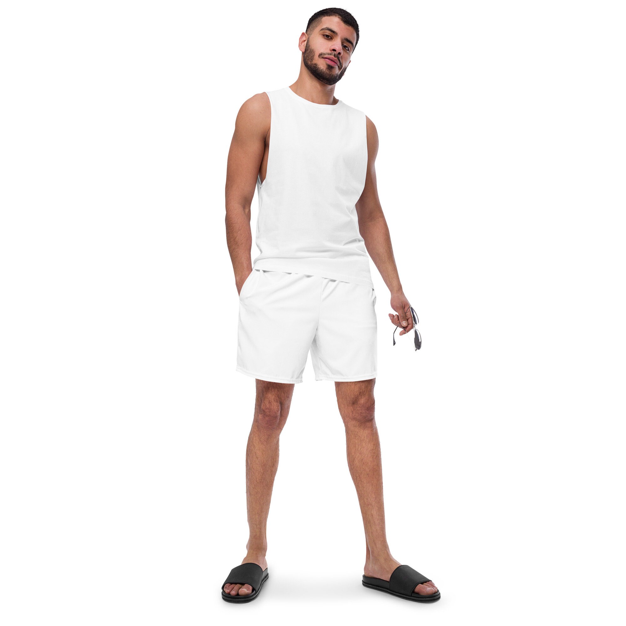 Solid White Mens Swim Trunks, Summer Beach Trunks, Swimming Trunks ...