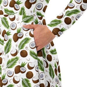 Coconuts Fruit Printed Midi Dress, Casual Birthday Party Dress, Vegan ...