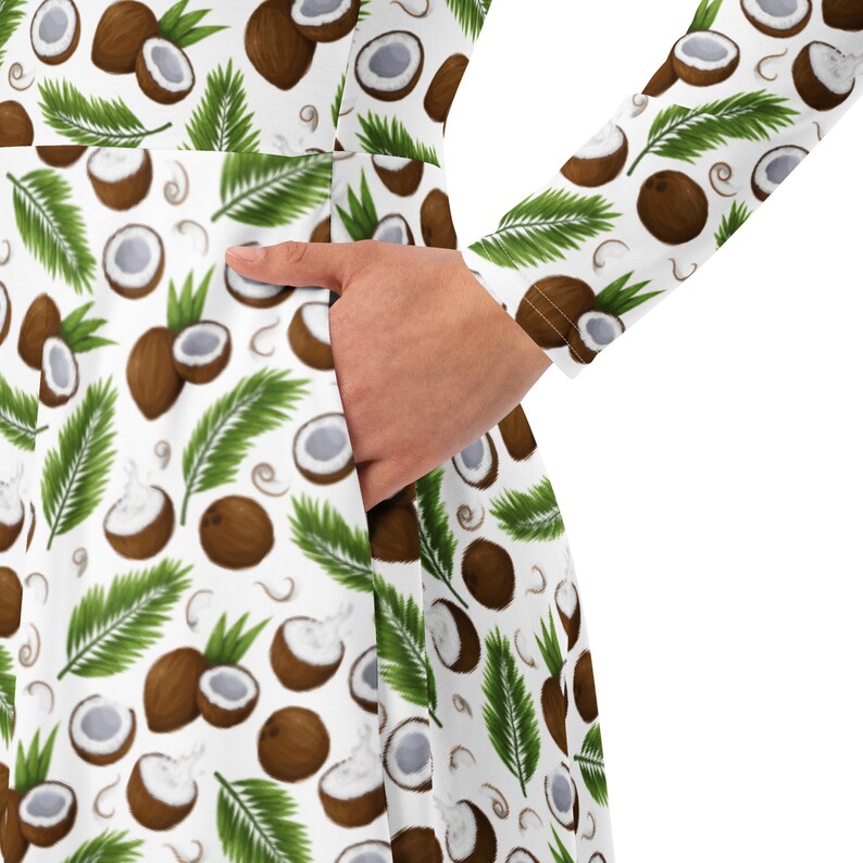 Coconuts Fruit Printed Midi Dress, Casual Birthday Party Dress, Vegan ...