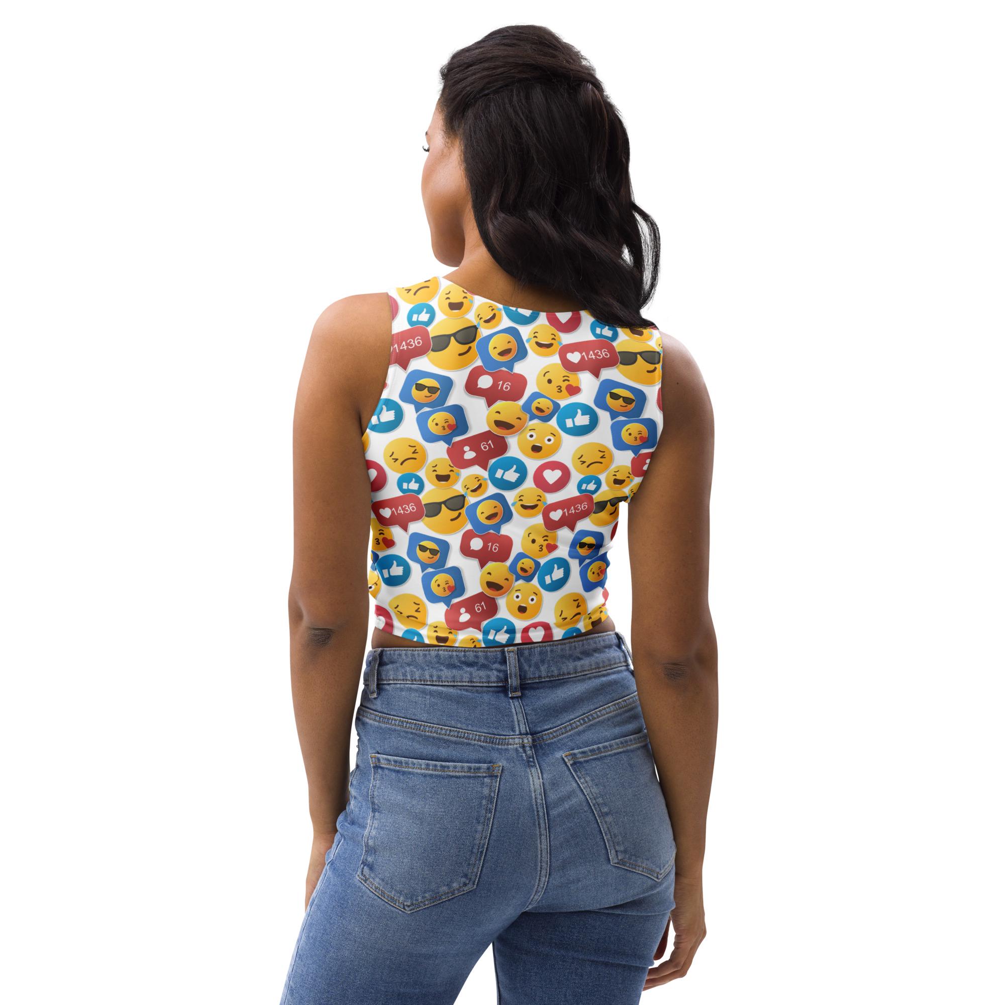Happy Face Emoji Print Women Tank Top, Emoticons All Over Print Gym ...