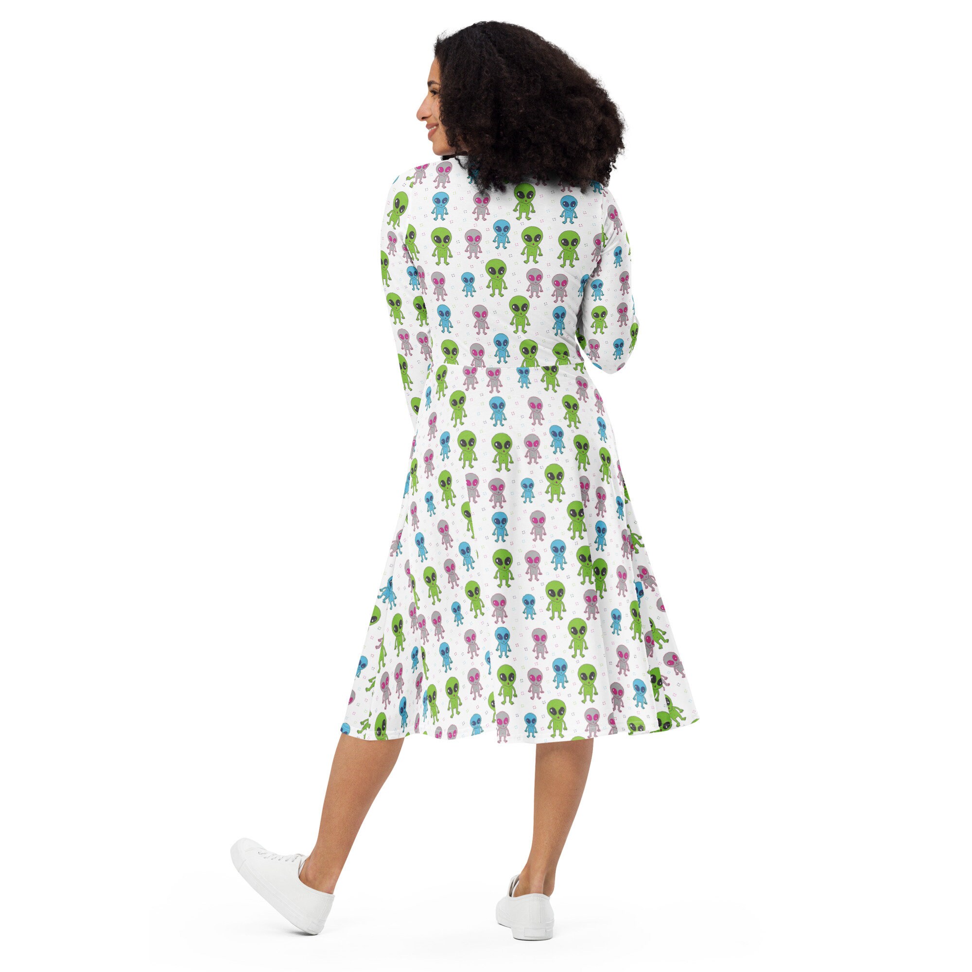 Aliens Sci Fi Midi Dress Women, UFO Aliens Fan Dress, Modest Dress ...