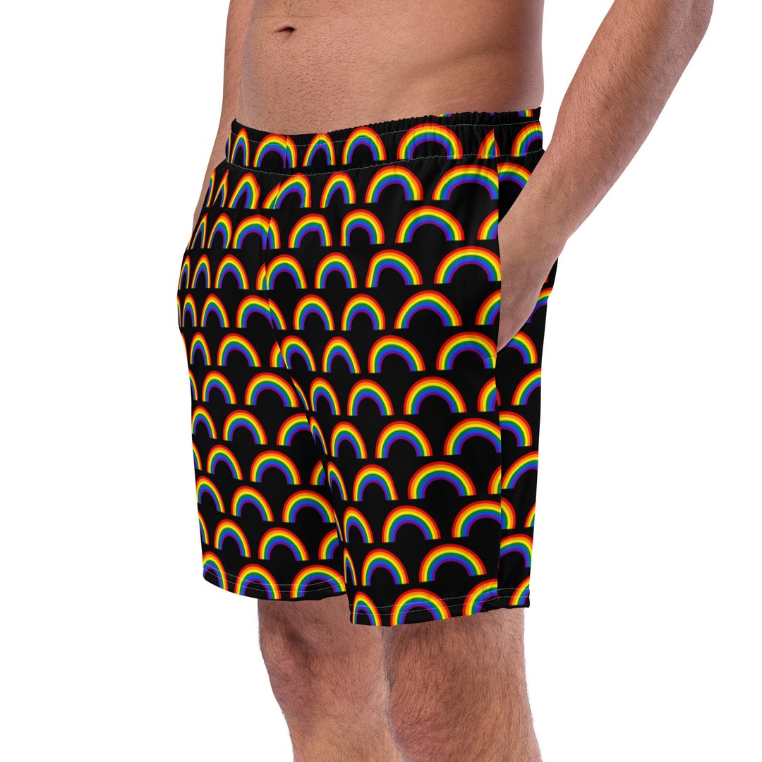 Gay Pride Men's Swim Trunks, Rainbow Mens Swimwear, Swim Briefs ...