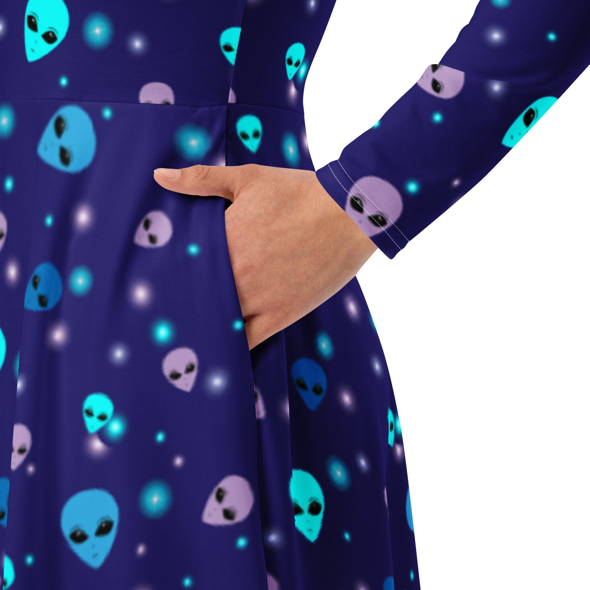 Aliens Sci Fi Midi Dress Women, UFO Aliens Fan Dress, Modest Dress ...