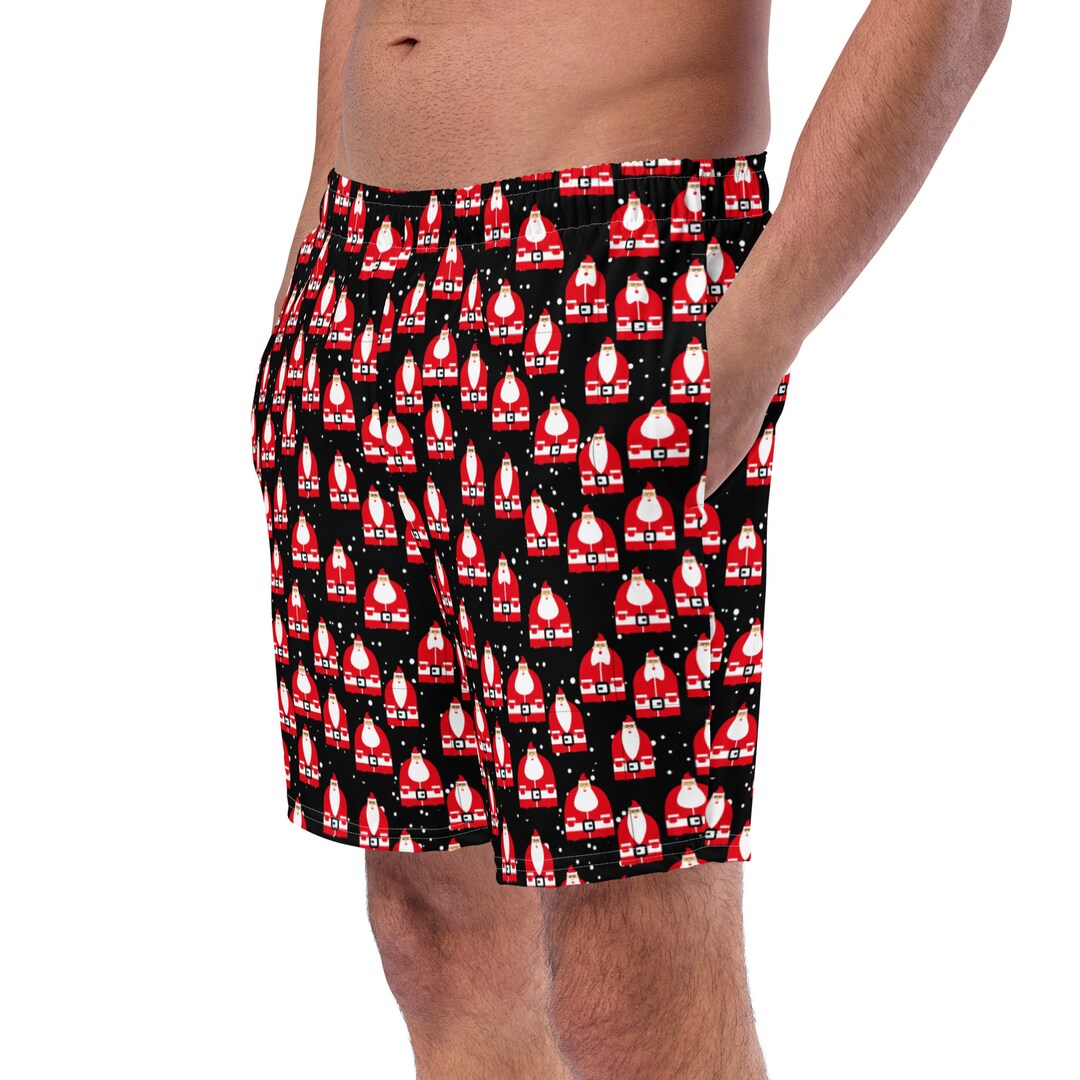 Santa Claus Printed Men's Swim Trunks, Beach Swimming Trunks, Resort ...